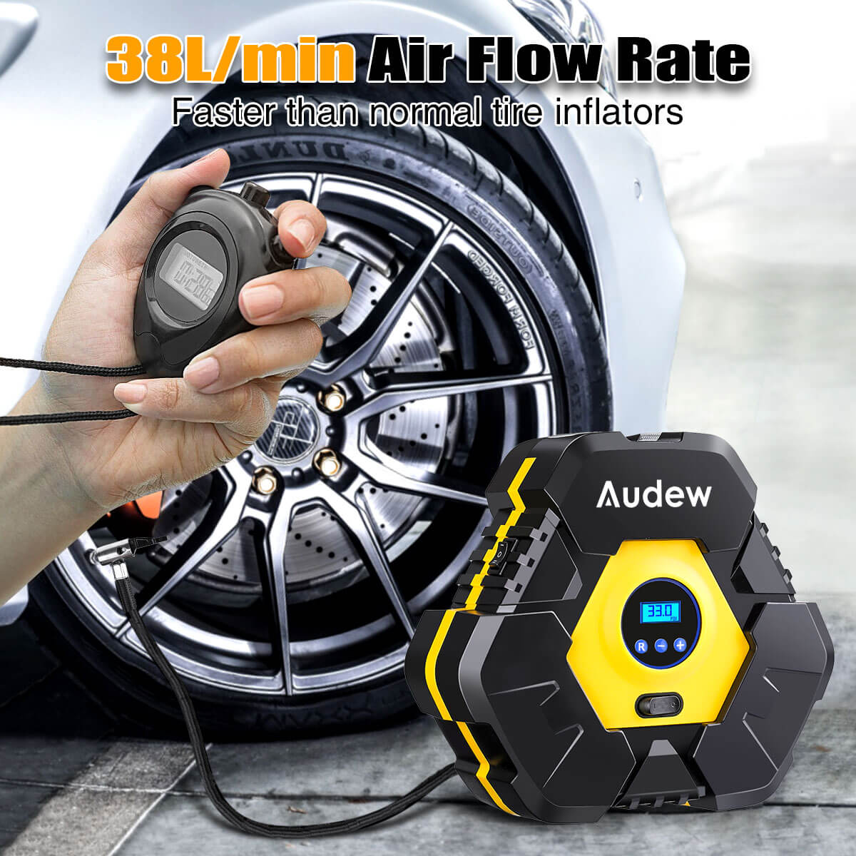 TI46 Triangle Tire Inflator, 12V 150PSI Air compressor – Andeman