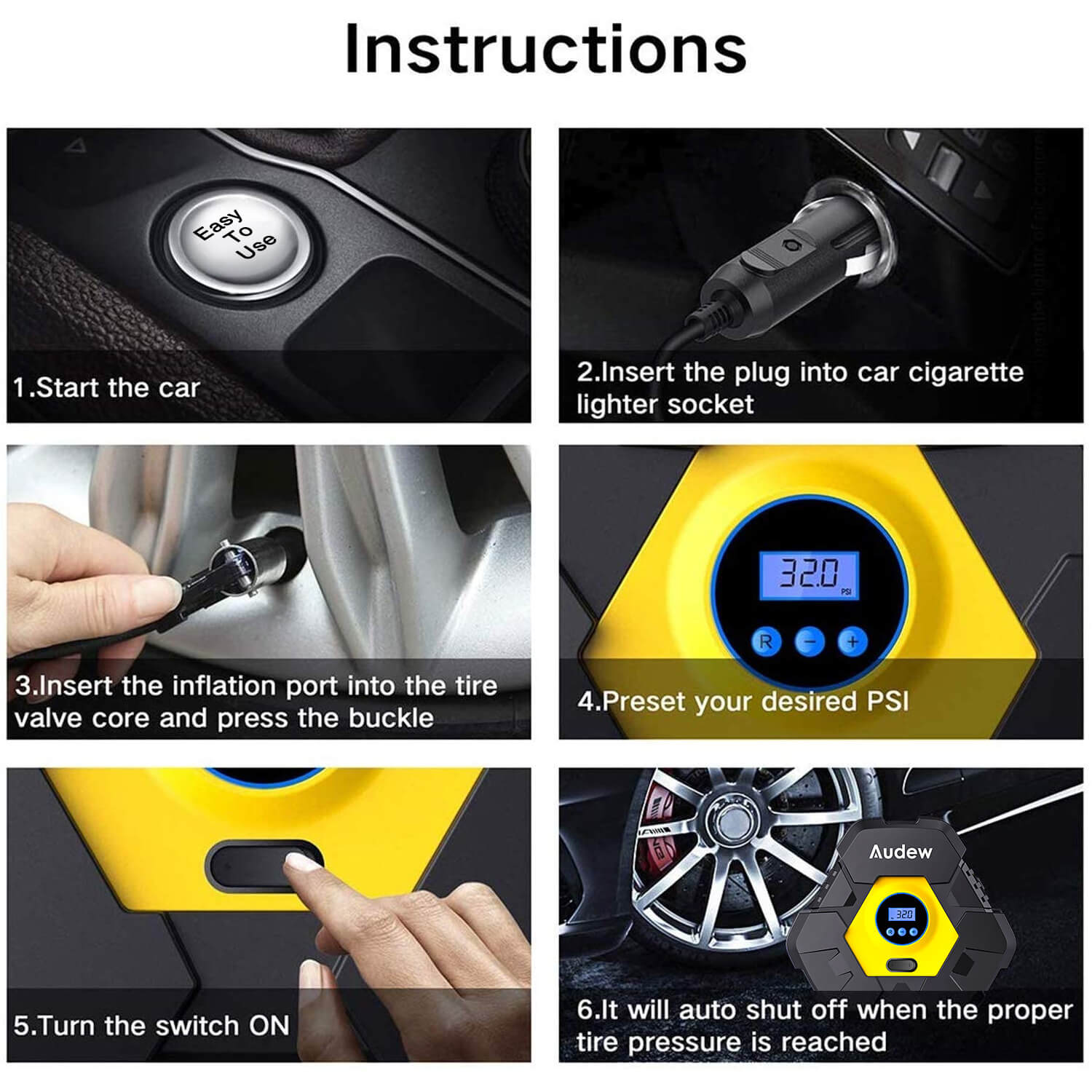 TI46 Triangle Tire Inflator, 12V 150PSI Air compressor – Andeman